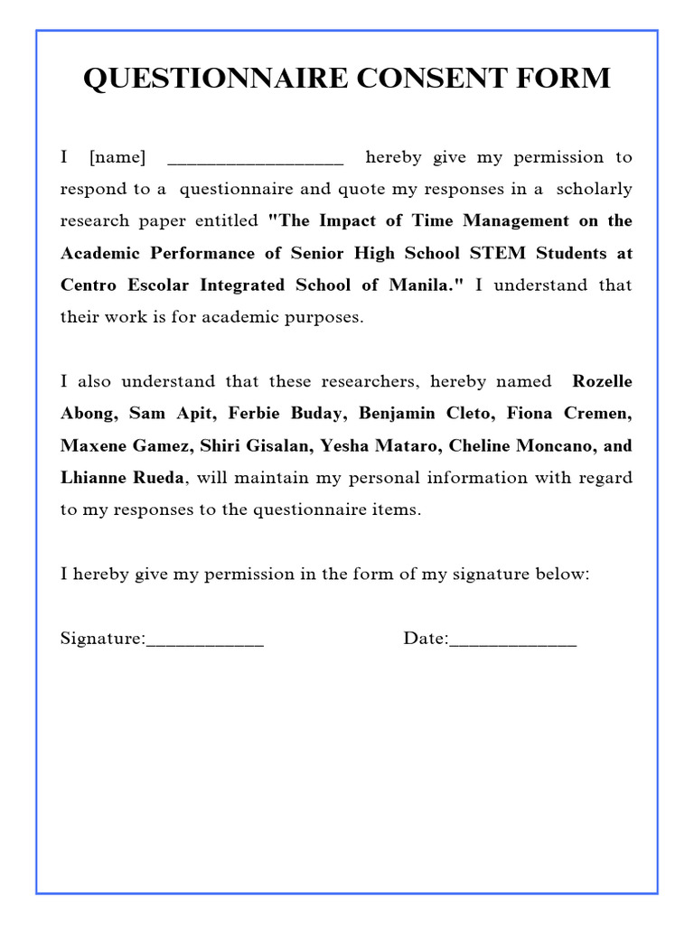 Time Management Questionnaire Revised | PDF | Cognition