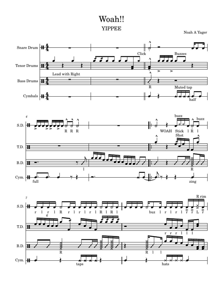 WOAH-Score and Parts PDF | PDF | Rhythm And Meter | Musical Instruments