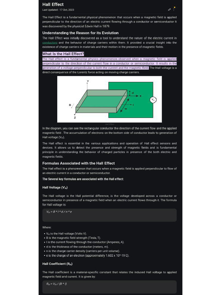 Solid State Hall Effect & Measurement | PDF