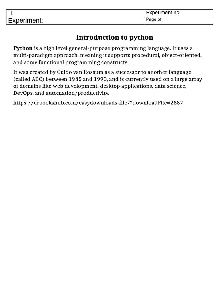 Introduction To Python | PDF