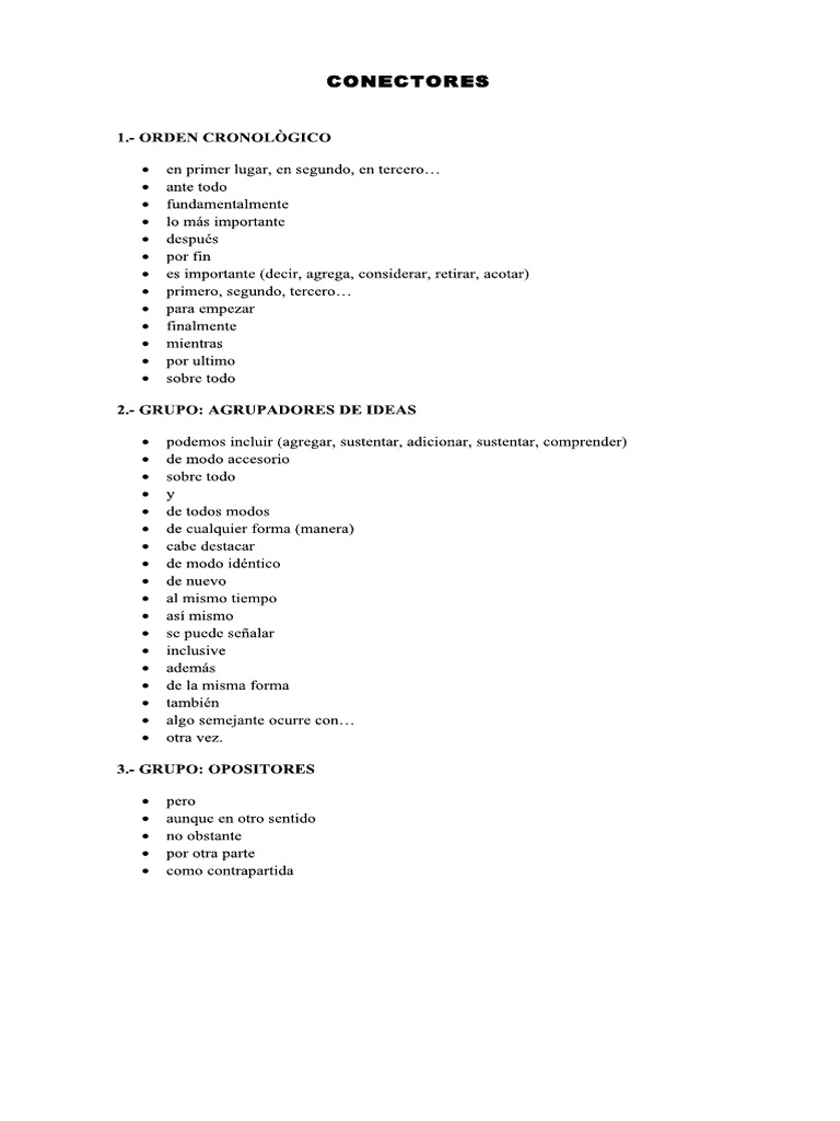 Lista de Conectores para Párrafos | PDF