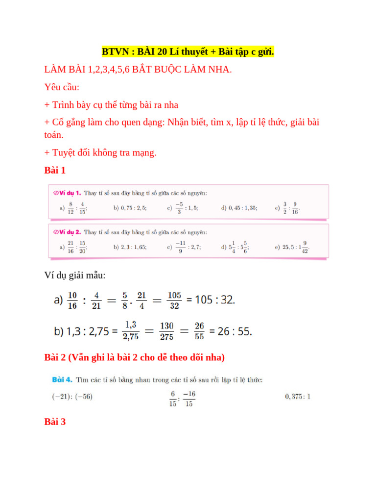 BTVN BÀI 20. TỈ LỆ THỨC | PDF