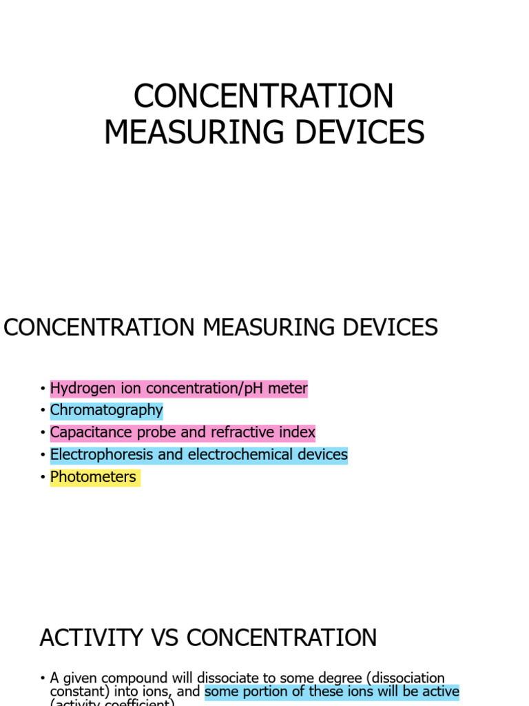 Concentration Measurement Devices Guide | PDF | Ph | Electrochemistry