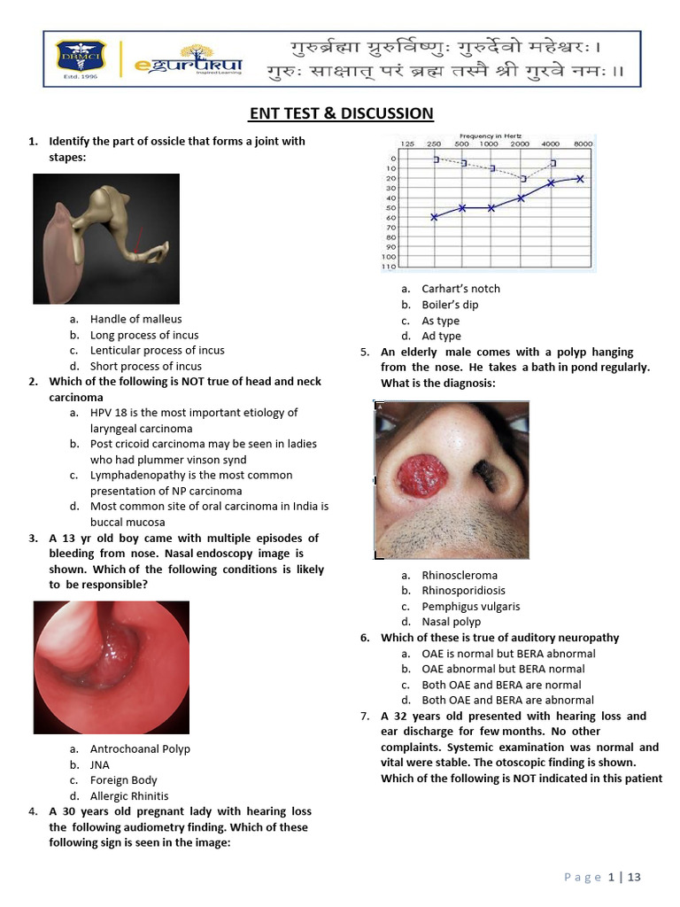 Dbmci T&D Ent | PDF | Ear | Human Nose