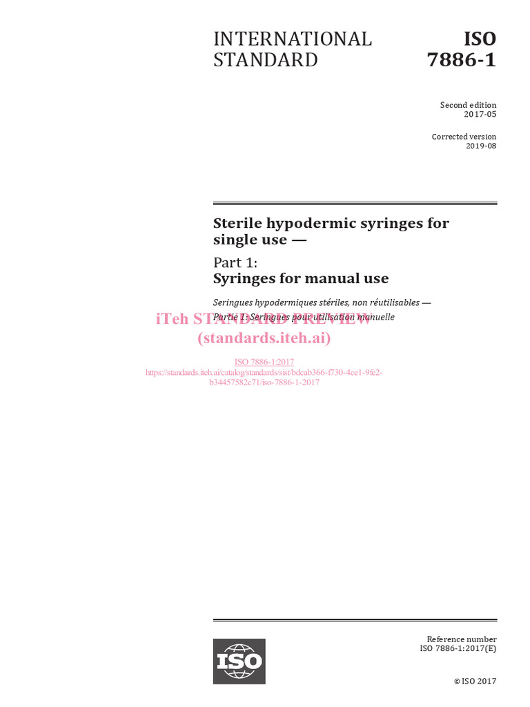 Iso 7886 1 2017 | PDF | Syringe