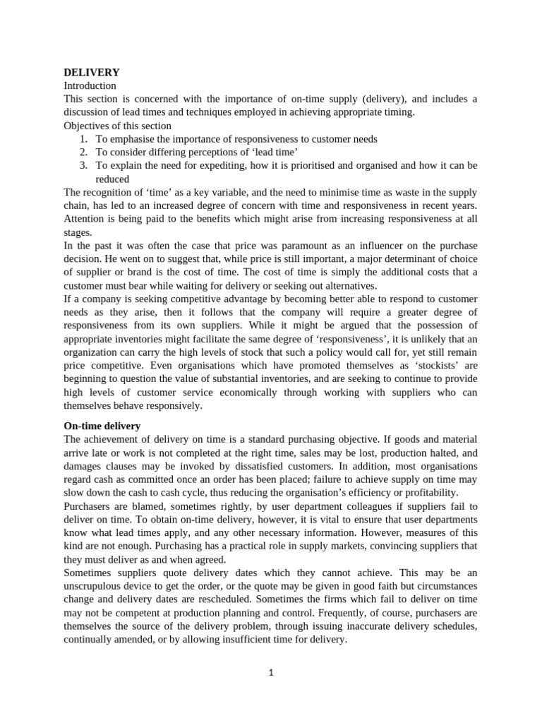 Delivery | PDF | Procurement | Supply Chain