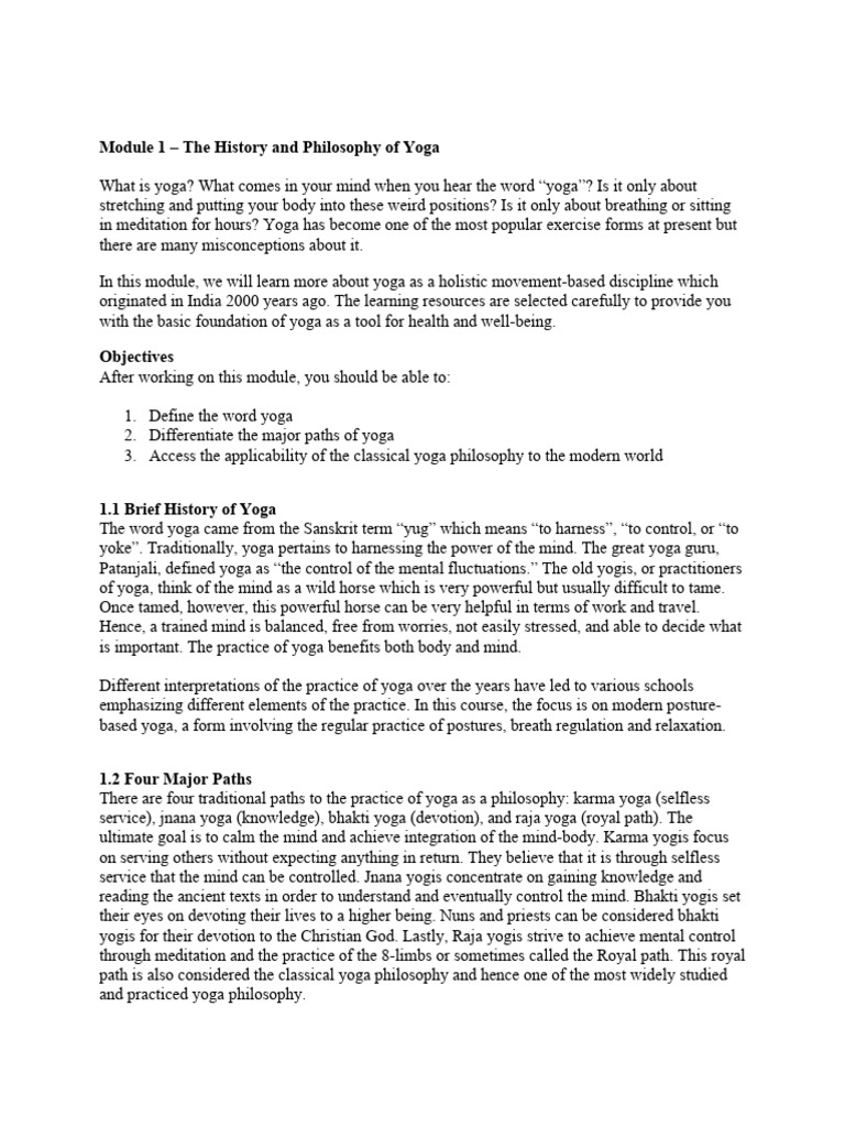 PE2 Hatha Yoga Course Guide 2T_2024-2025 Module 1 | PDF | Yoga | Bhakti