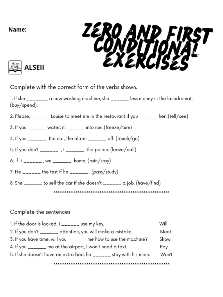 Zero and First Conditional Exercises | PDF