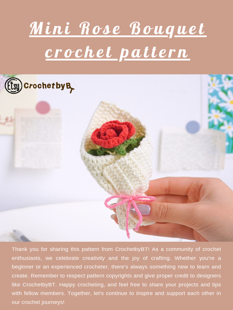 At Mini Rose Bouquet Crochet Pattern | PDF | Crochet | Textiles