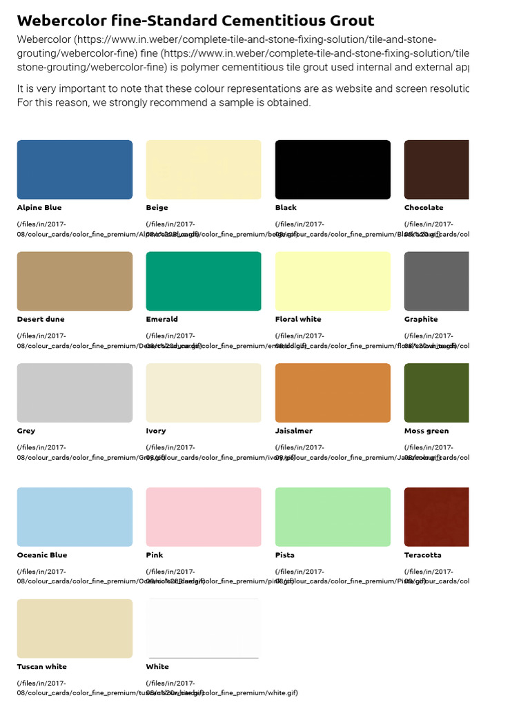 Webercolor Fine-Standard Cementitious Grout - Saint-Gobain Weber India ...