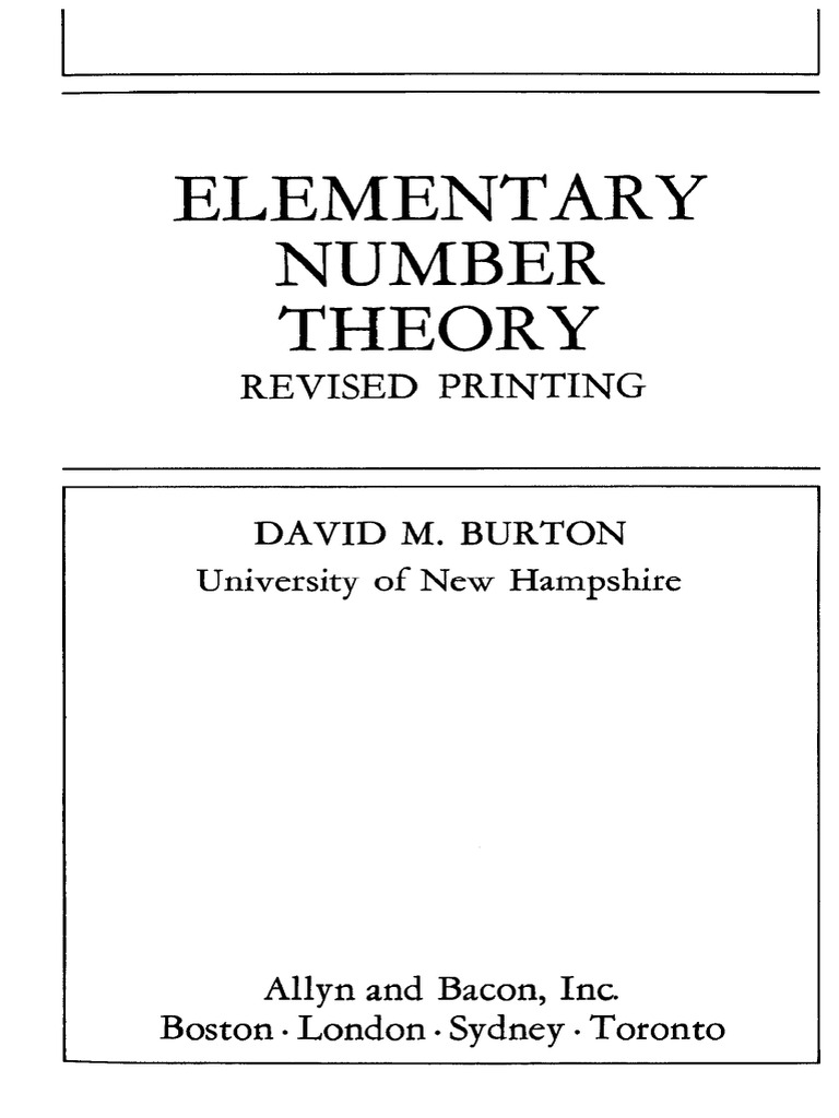 Elementary Number Theory | PDF