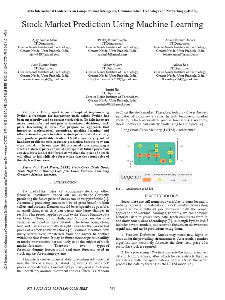 Stock Price Prediction Using LSTM | PDF | Artificial Intelligence ...