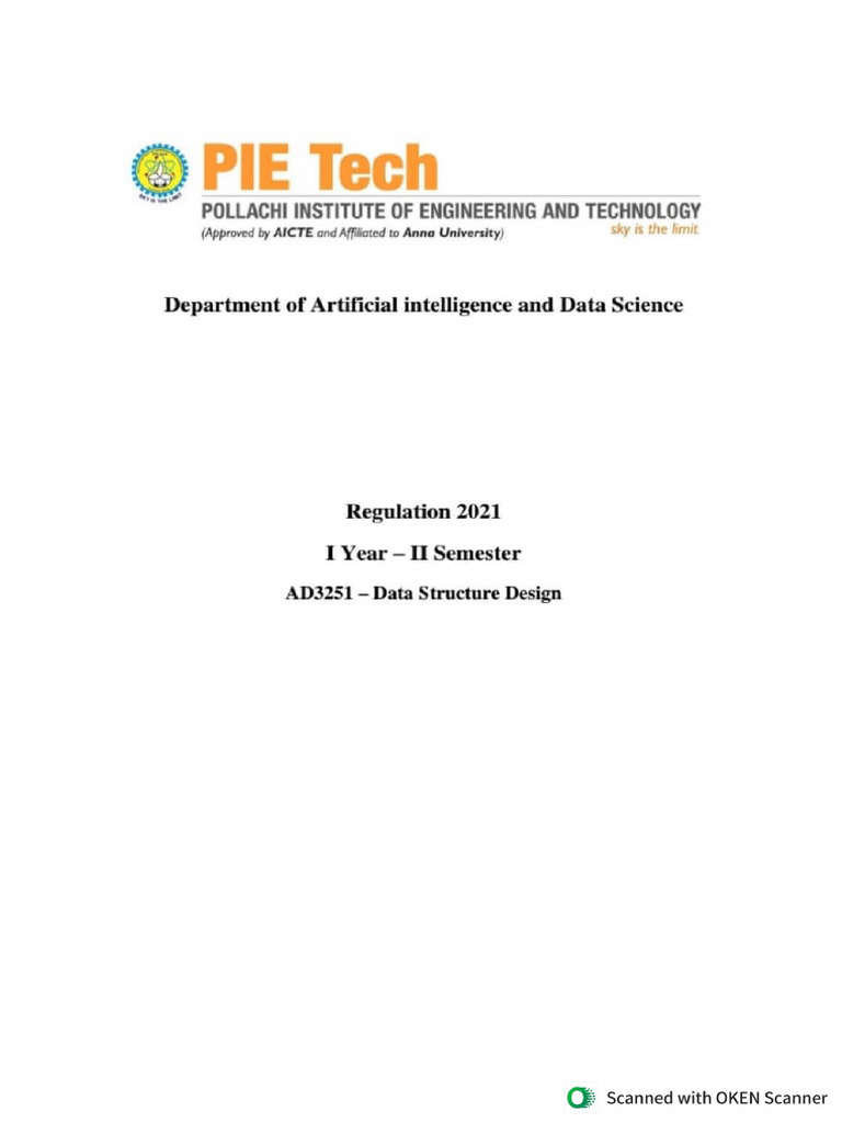 AD3251 Data Structures Design Notes | PDF