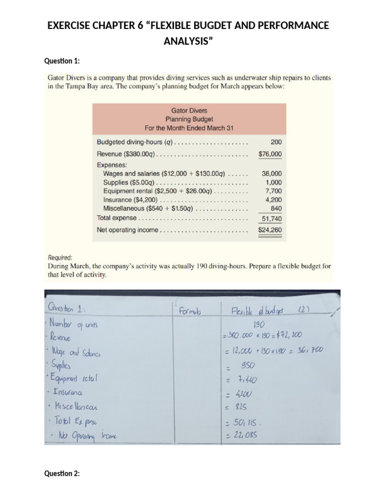 Exercise Chapter 6 - Flexible Budget | PDF