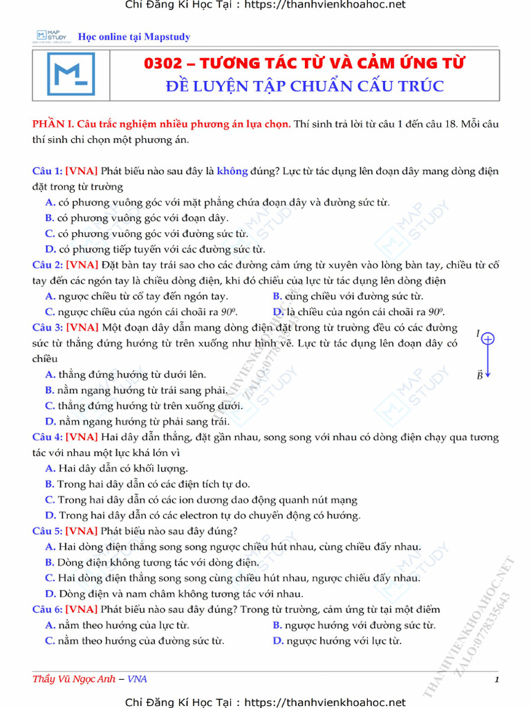 0302 - Tương Tác Từ Và Cảm Ứng Từ | PDF