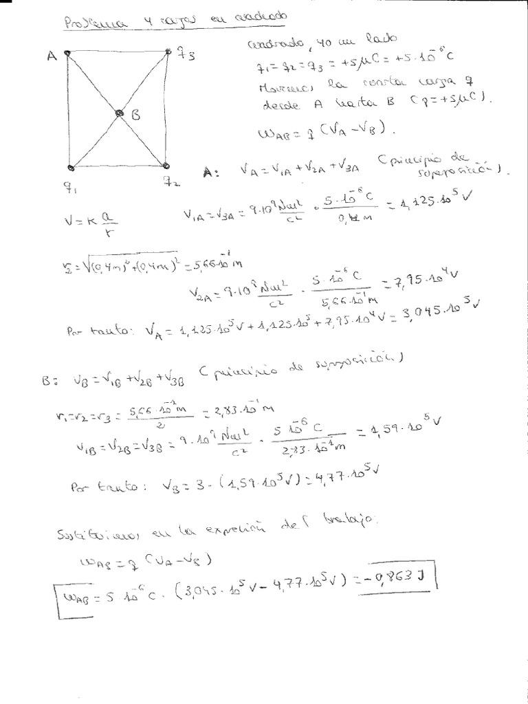 Problema Cargas Cuadrado | PDF
