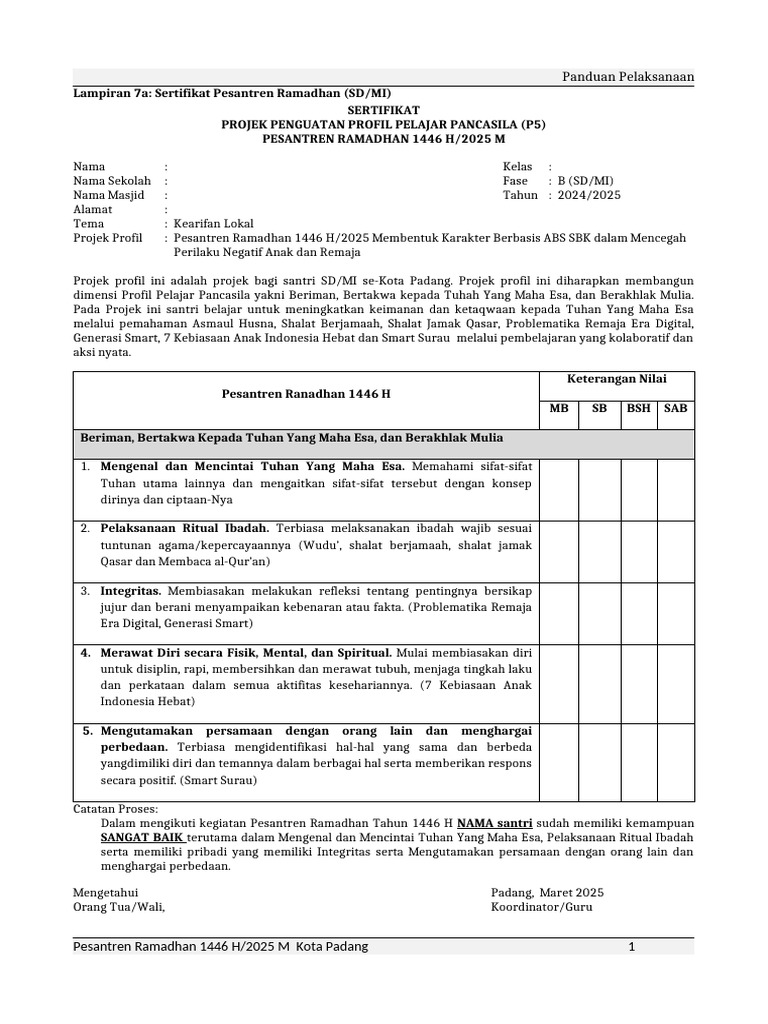 Ok - Bentuk Sertifikat Pesra 2025 | PDF