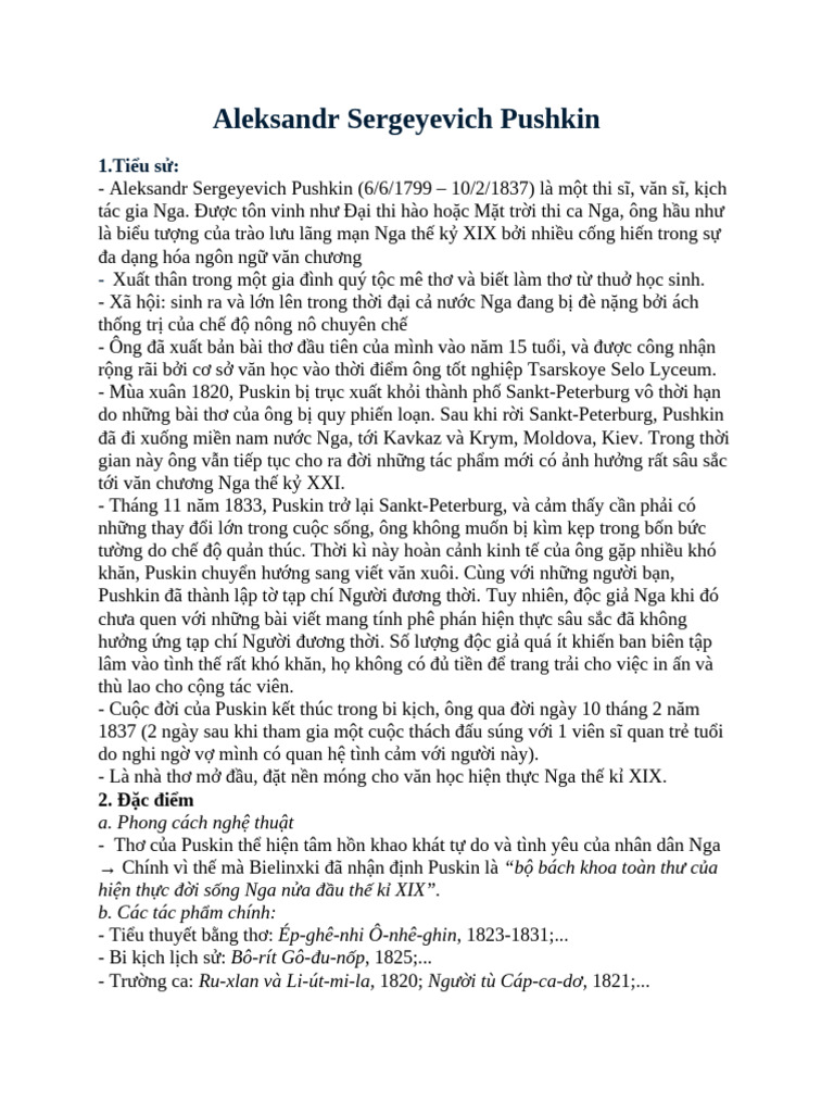 Aleksandr Sergeyevich Pushkin | PDF