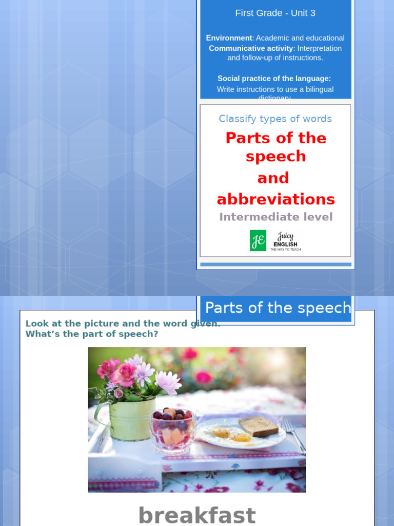 06 0 02 Parts of Speech - Intermediate Level | PDF | Part Of Speech | Verb