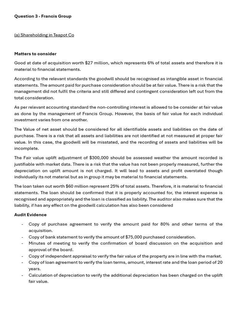 3.Francis Group | PDF | Goodwill (Accounting) | Fair Value