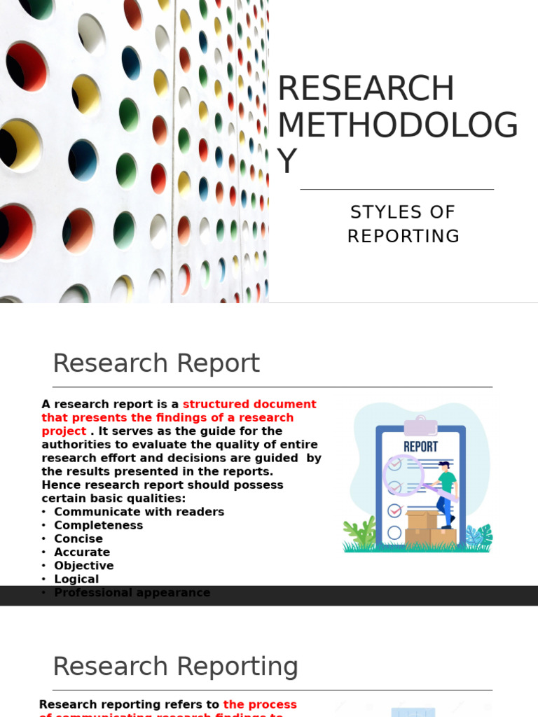 Research Methodology (Style of Reporting) | PDF | Data | Narrative