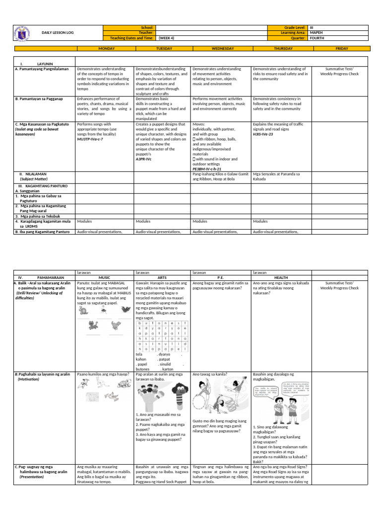 Q4 - Mapeh - DLL - Week 4 | PDF