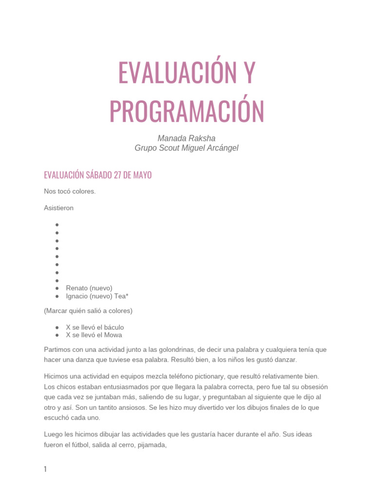 Evaluación y Programación Scout | PDF