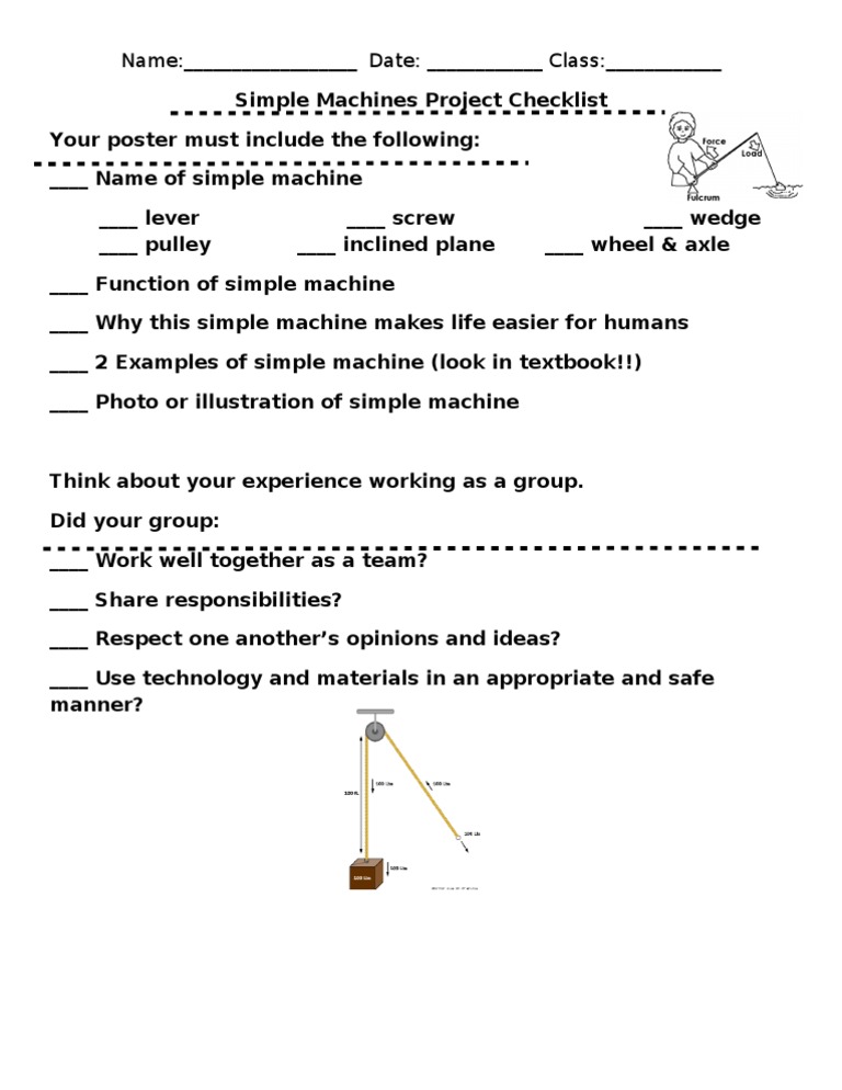 Simple Machines Project Checklist | PDF