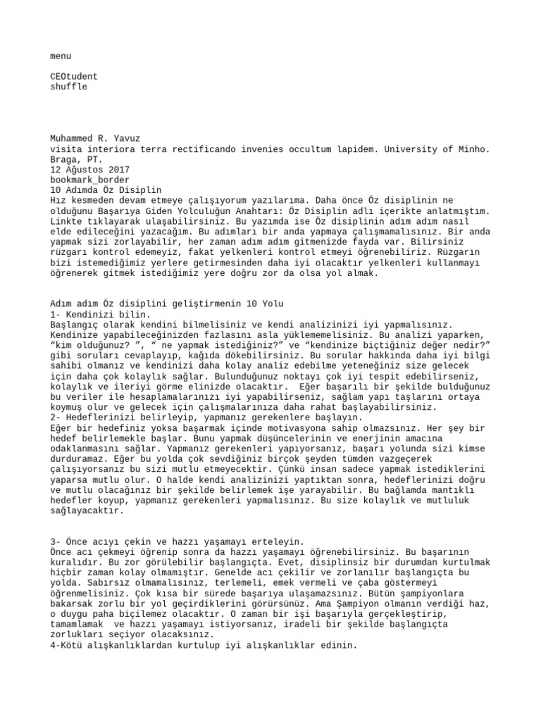 Oz Disiplin | PDF