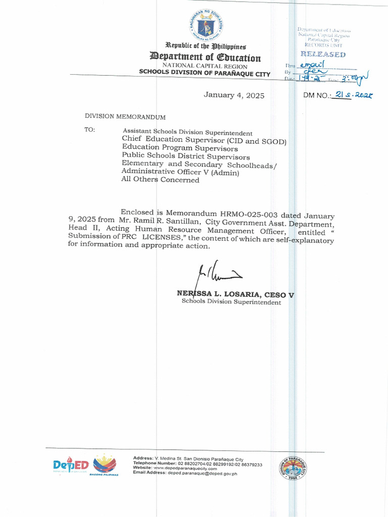 DM No. 21 S. 2025 | PDF