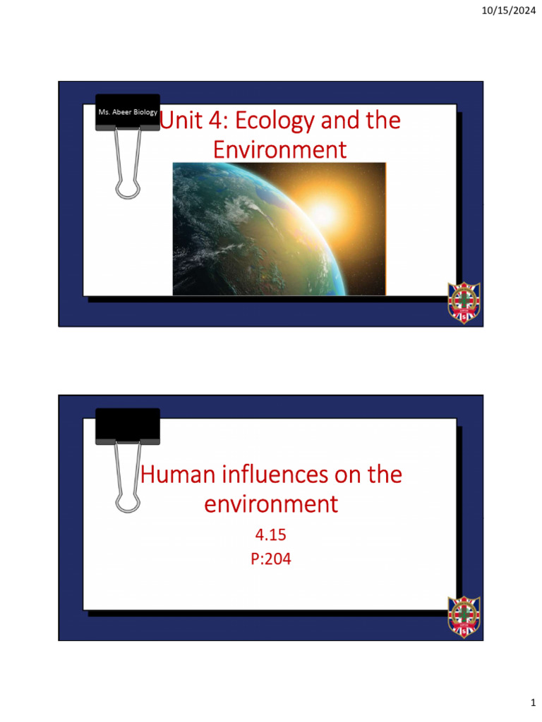 Unit 4: Ecology and The Environment: Ms. Abeer Biology | PDF ...