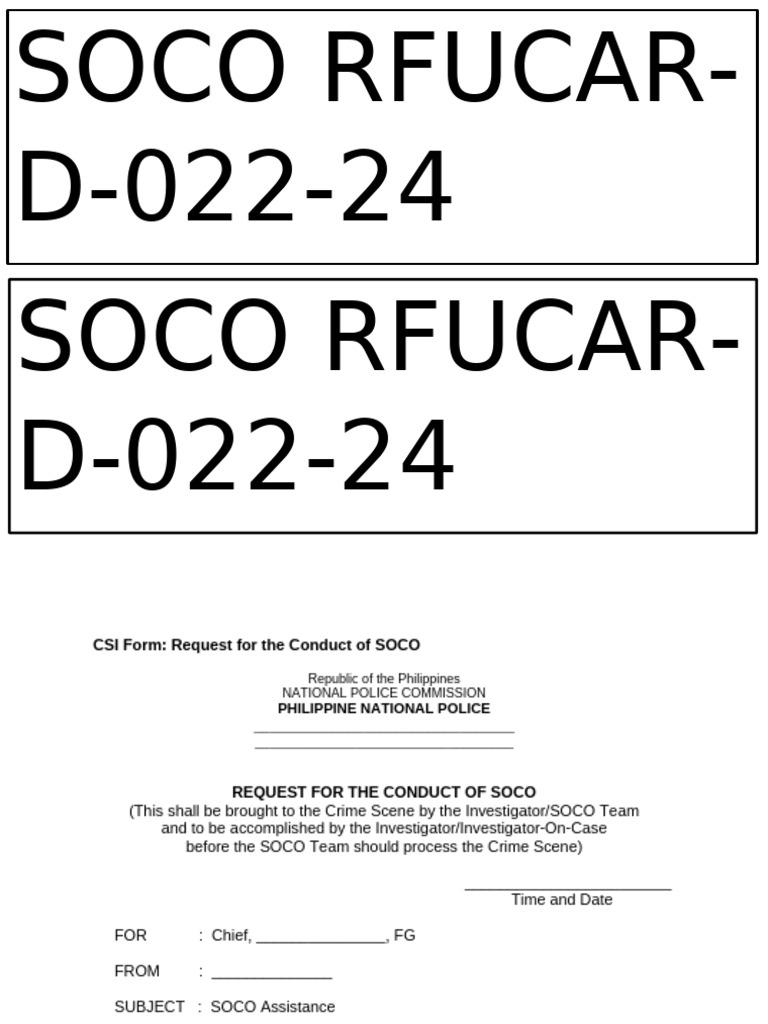 All SOCO Forms Printable Ready For Response | PDF | Crime Scene | Autopsy