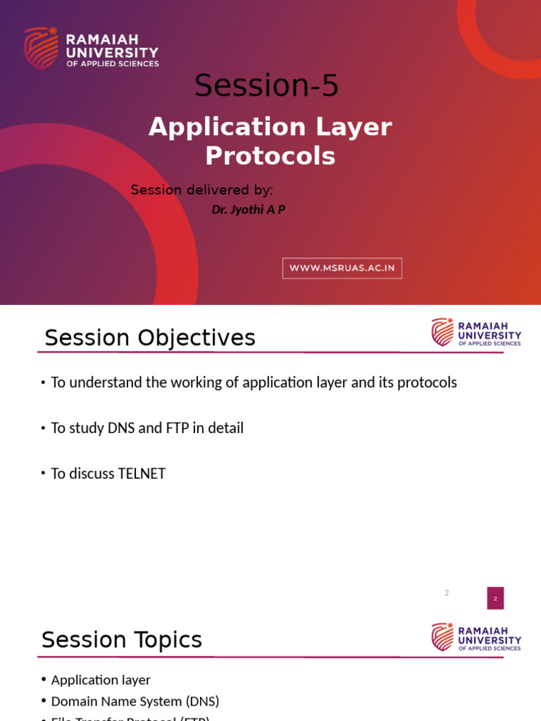 Session 5 Application Layer | PDF | File Transfer Protocol | Domain Name System