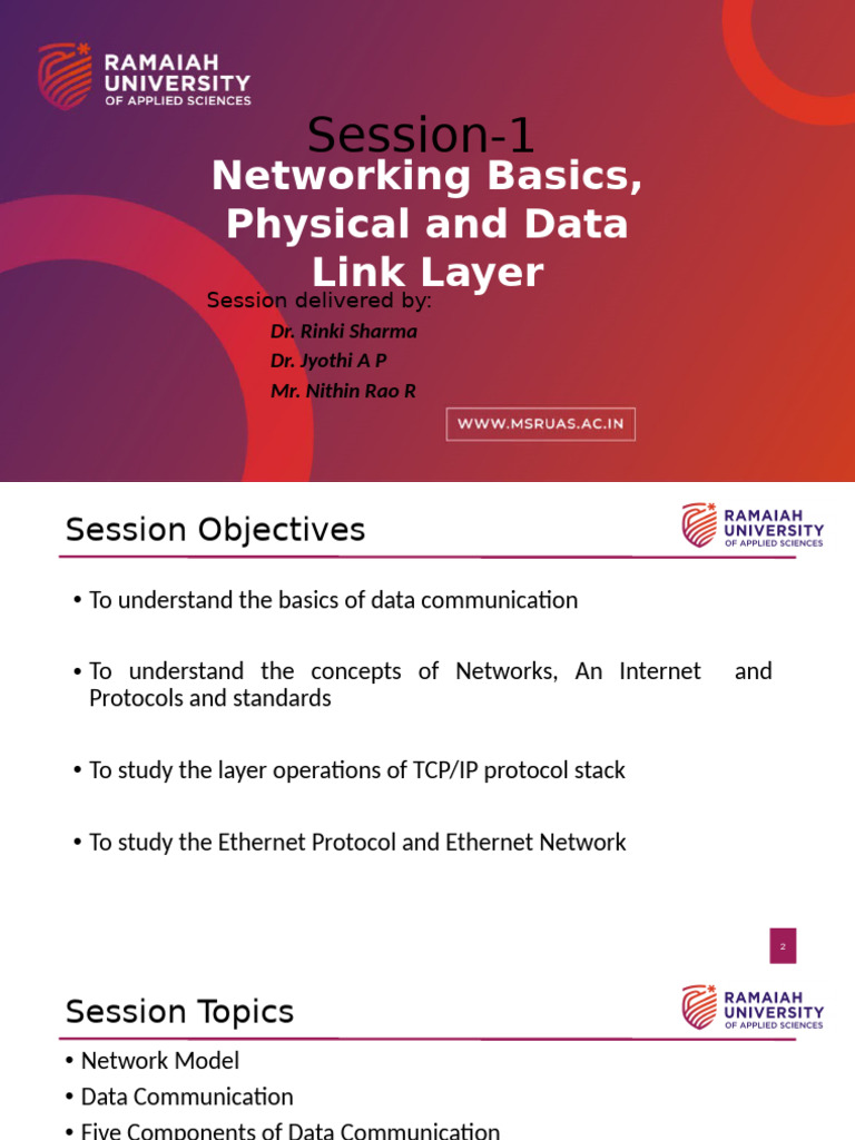 Session 1 FT Networkingbasics Phy DLL Layer | PDF | Network Switch ...
