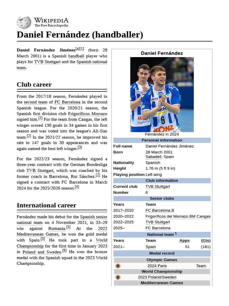 Daniel Fernández: Spanish Handball Star | PDF | Fc Barcelona