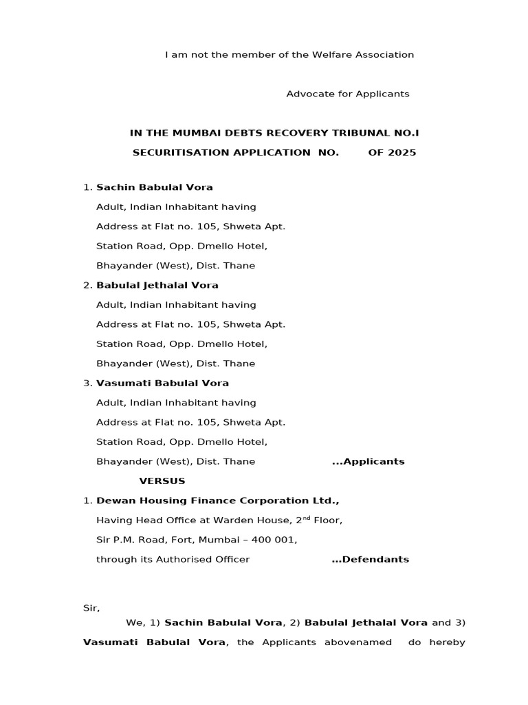 Vakalatnama (Sachin Vora) DRT | PDF