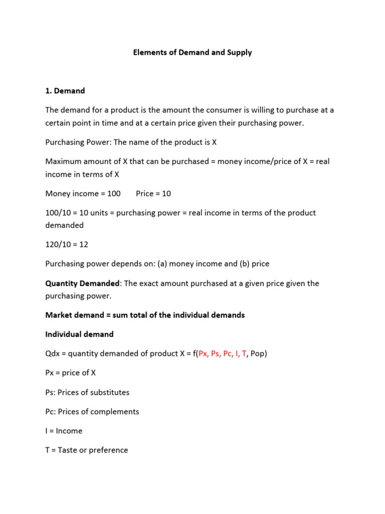 Elements of Demand and Supply | PDF | Demand | Economic Equilibrium