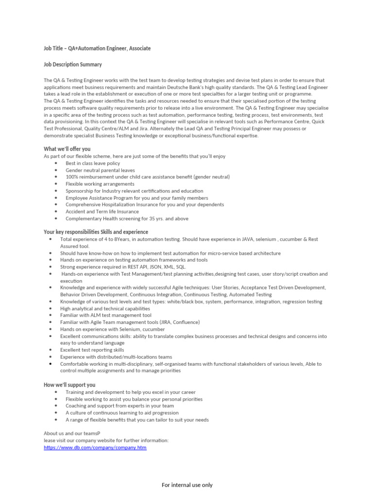 QA Automation Engineer Job Description | PDF | Agile Software ...
