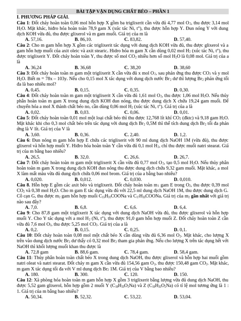 CHẤT BÉO - VD VDC | PDF