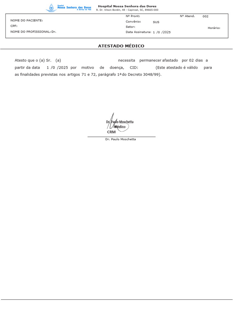 Atestado Editable | PDF