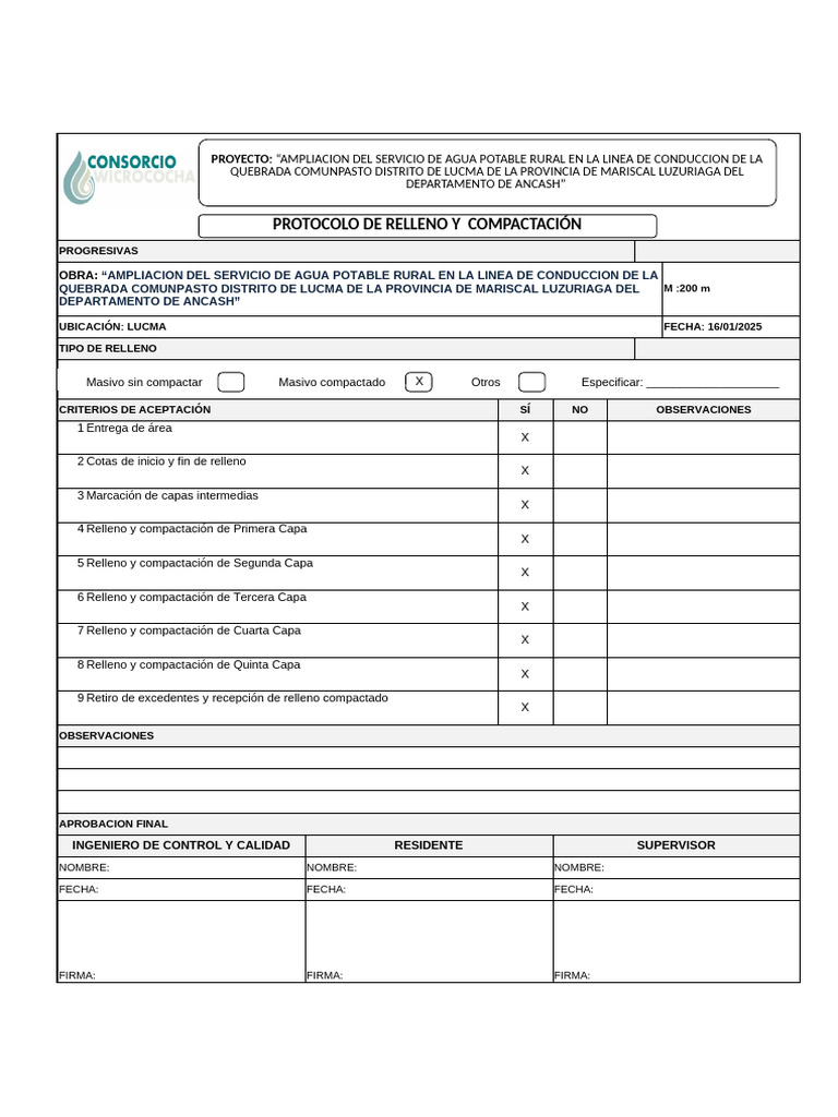 Protocolo de Relleno en Lucma | PDF | Agua | Agua dulce