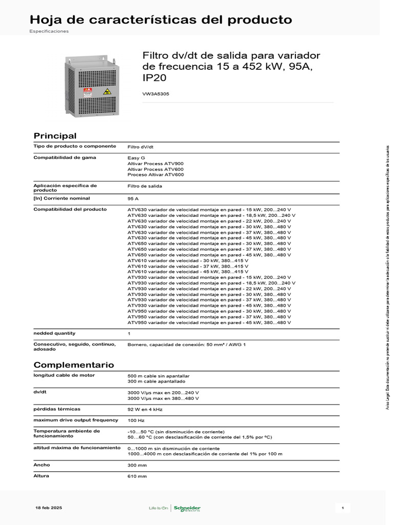 Schneider Electric - Altivar-Process-ATV600 - VW3A5305 | PDF