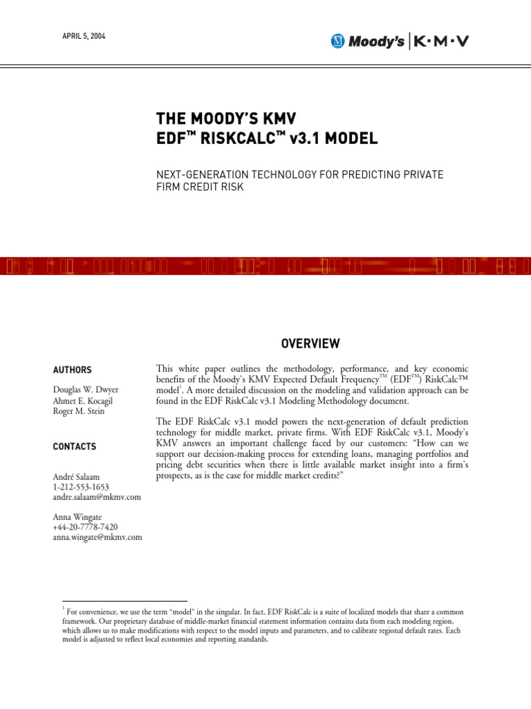 THE MOODYS KMV EDF RISKCALC v31 MODEL NEXT-GENERA | PDF | Leverage ...