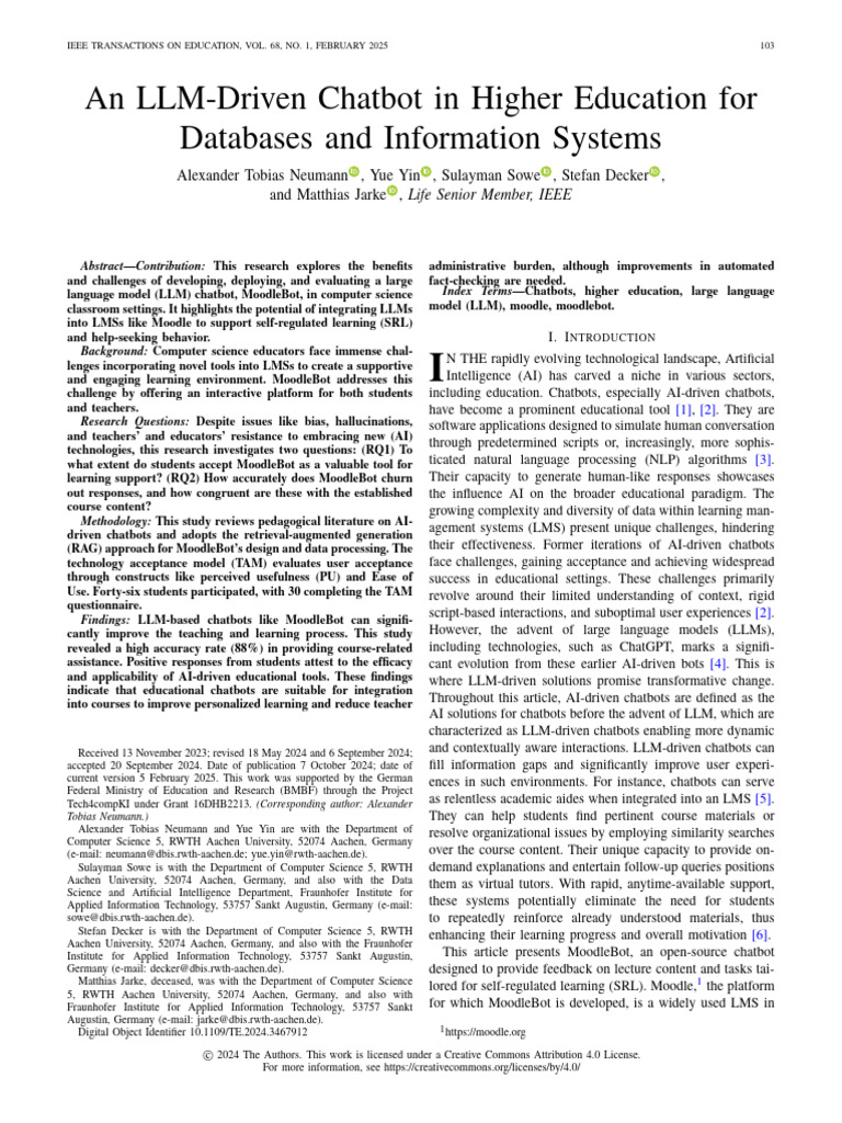 An LLM-Driven Chatbot in Higher Education For Databases and Information ...