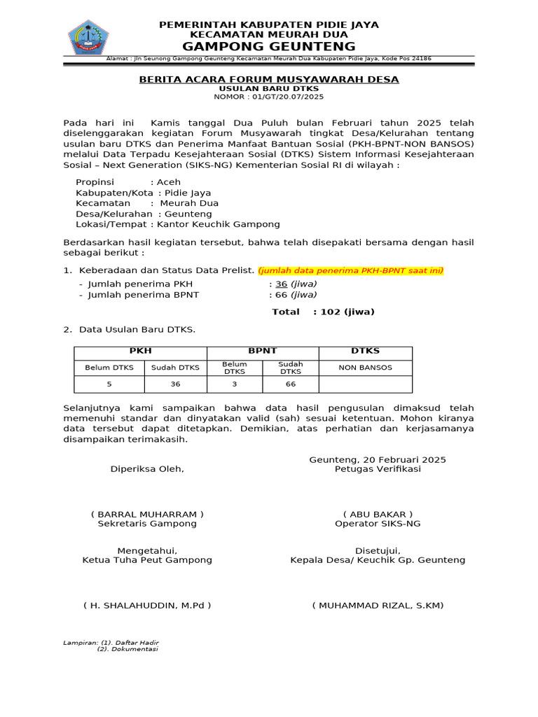 2025 - Form Musdes Usulan Bansos (TERBARU) | PDF