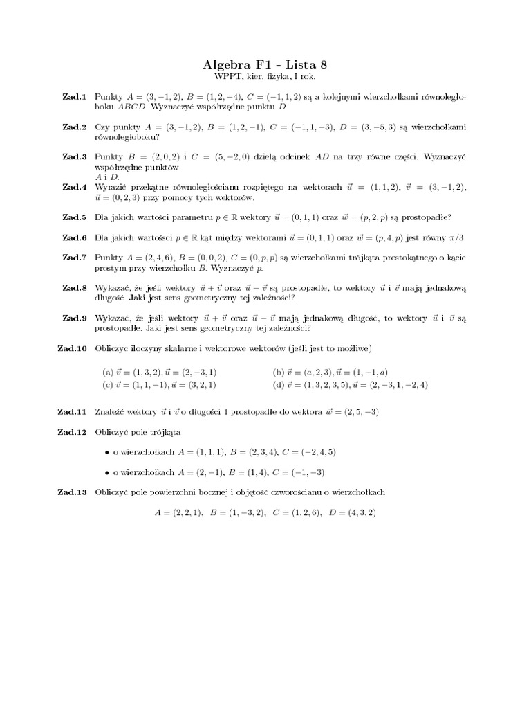 AlgebraF1 Lista8 2014 | PDF