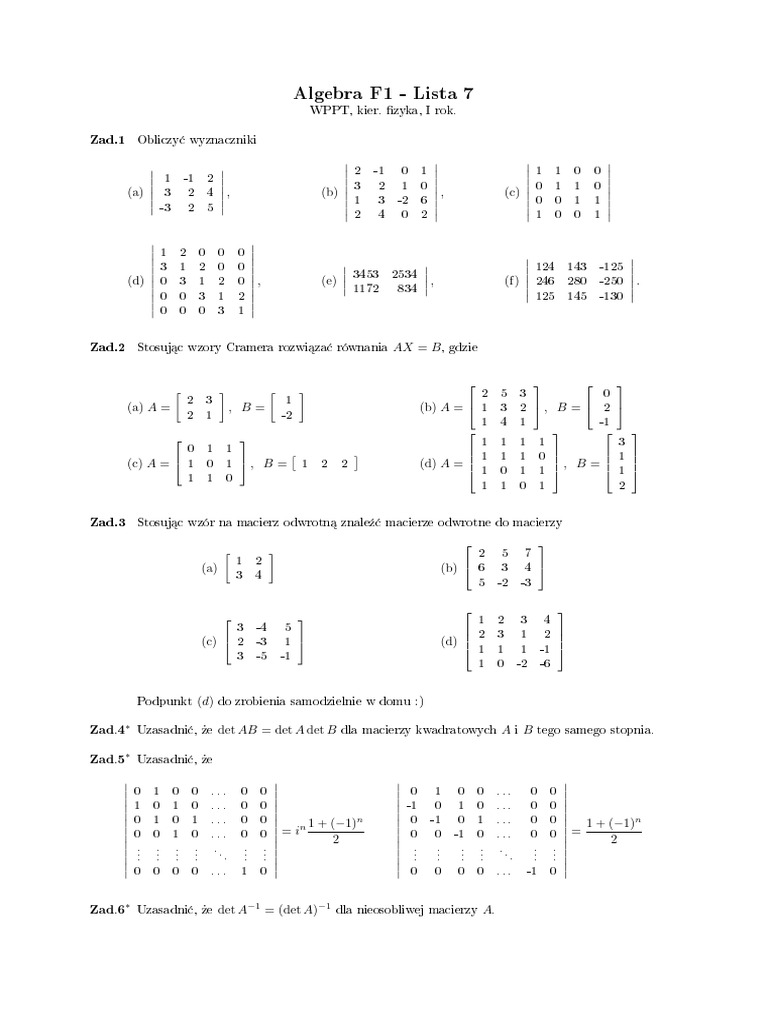 AlgebraF1 Lista7 2014 | PDF
