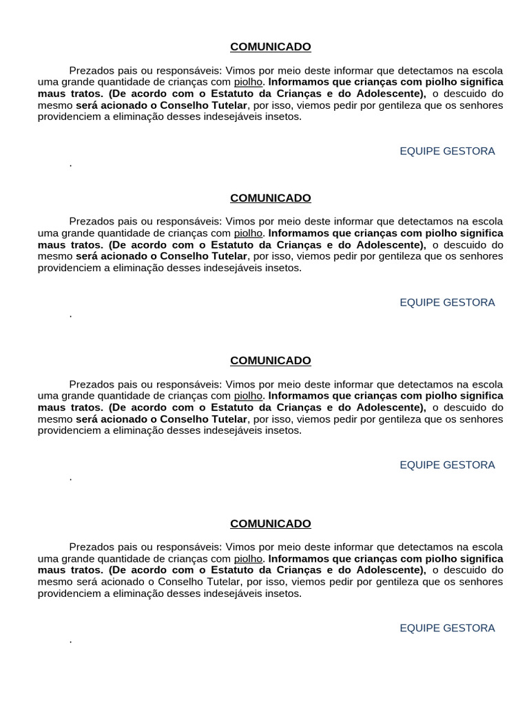 Bilhete Piolho | PDF