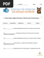 Évaluation sur la classification des animaux | PDF | Mammifères | Reptile