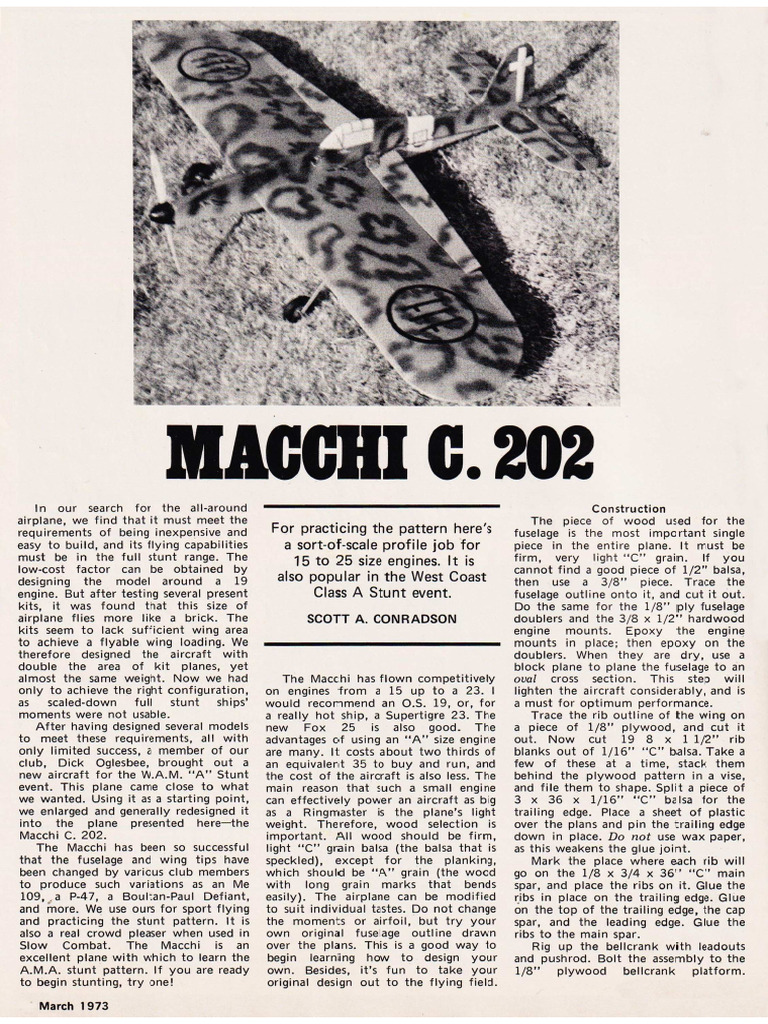 Macchi C202 Oz13421 Article | PDF